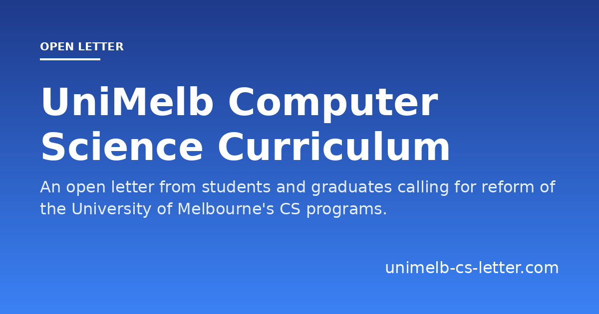 UniMelb CS Curriculum — Open Letter from Students